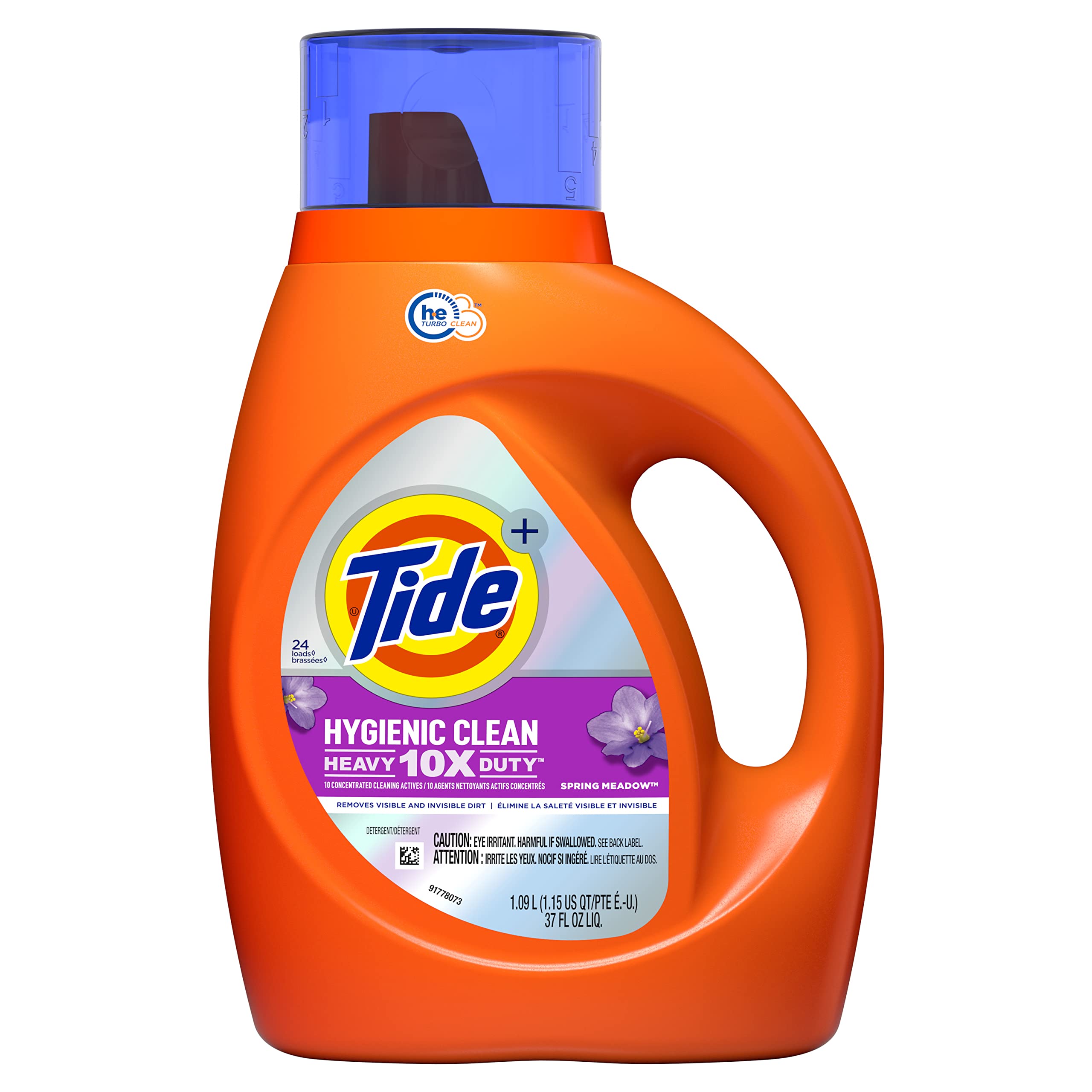 Tide Hygienic Clean Heavy 10X Duty Laundry Detergent Liquid, Spring Meadow, 24 Loads, 37 Fl Oz, He Compatible