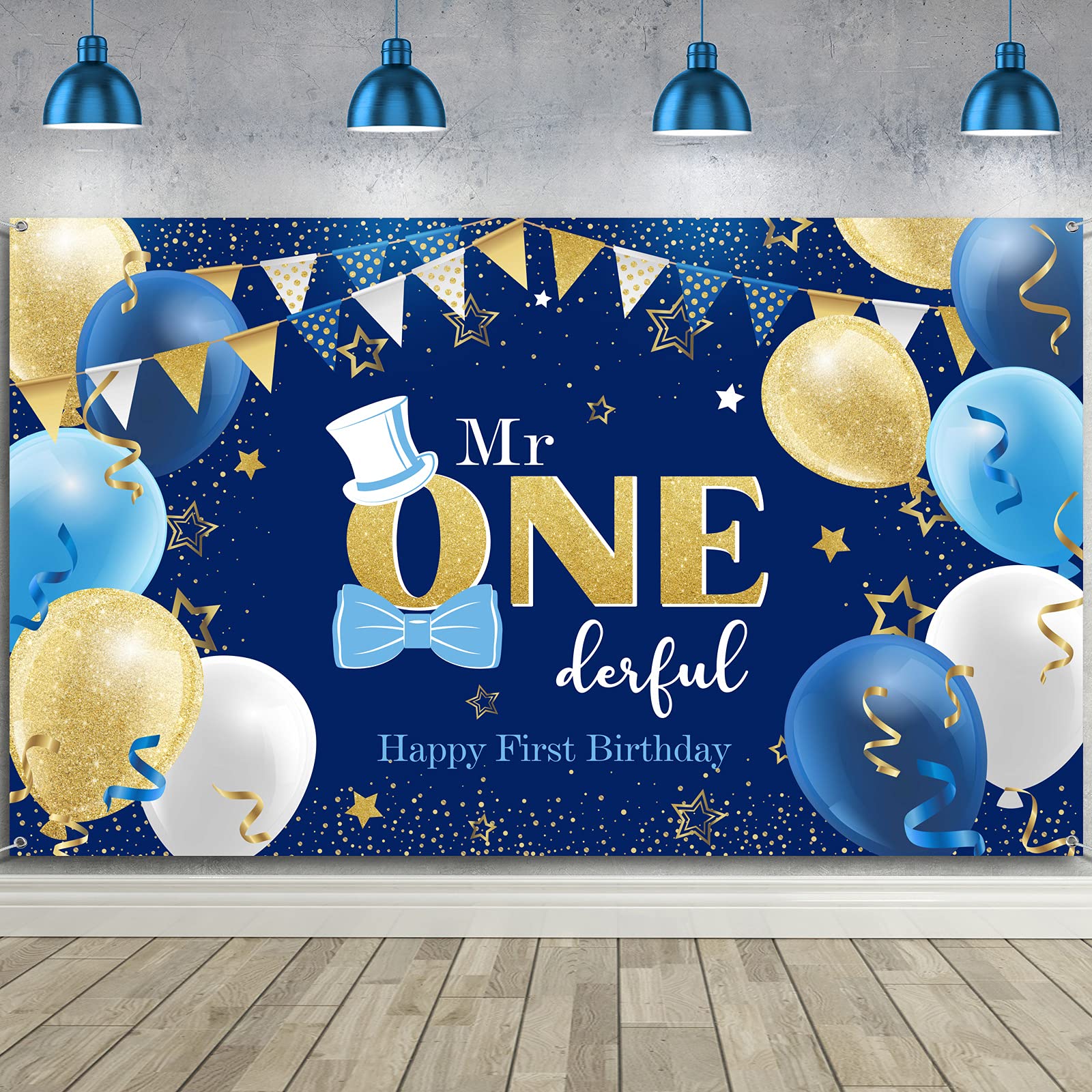 Irenare Boys 1st Birthday Decoration Mr. Onederful Birthday Party Supplies Boy 1st Birthday Backdrop Banner for Baby Toddler Little Man First Birthday Party Decor Photo Prop