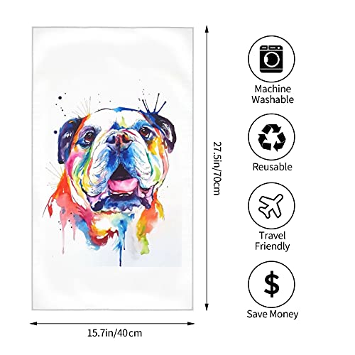 Colorful English Bulldog Microfiber Absorbent Towel 27.5 15.7 in