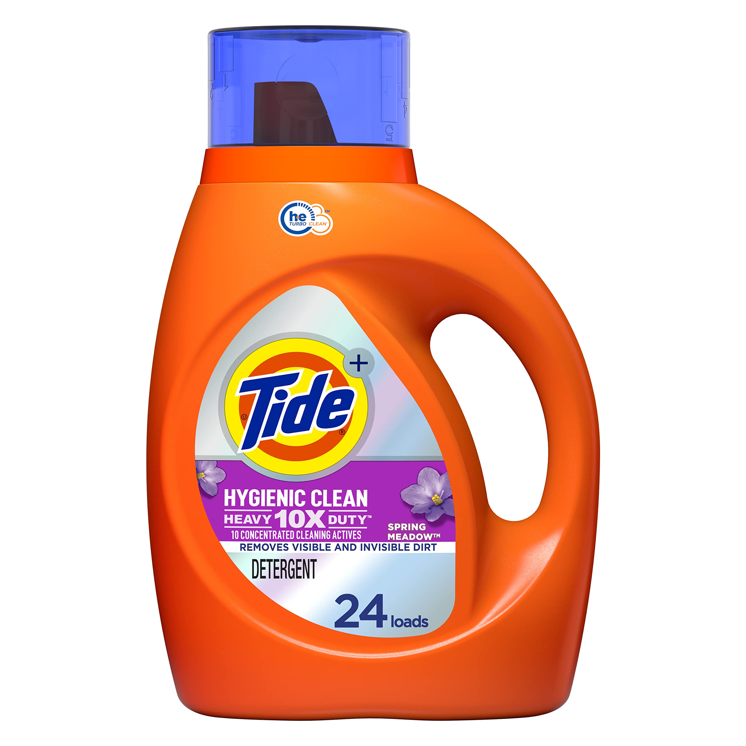 Tide Hygienic Clean Heavy 10X Duty Laundry Detergent Liquid, Spring Meadow, 24 Loads, 37 Fl Oz, He Compatible