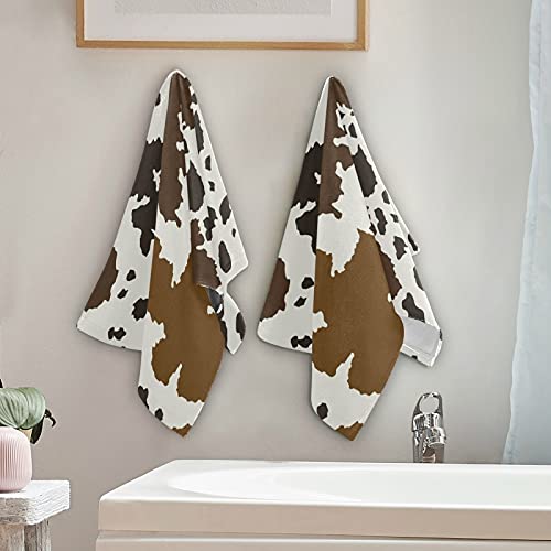 Qilmy Cow Print Hand Towel Super Soft and High Absorbent Bath Towel Fast Drying Hand Towel for Home Bathroom Gym Hotel Yoga,28 x 14 Inch(2 Pack)