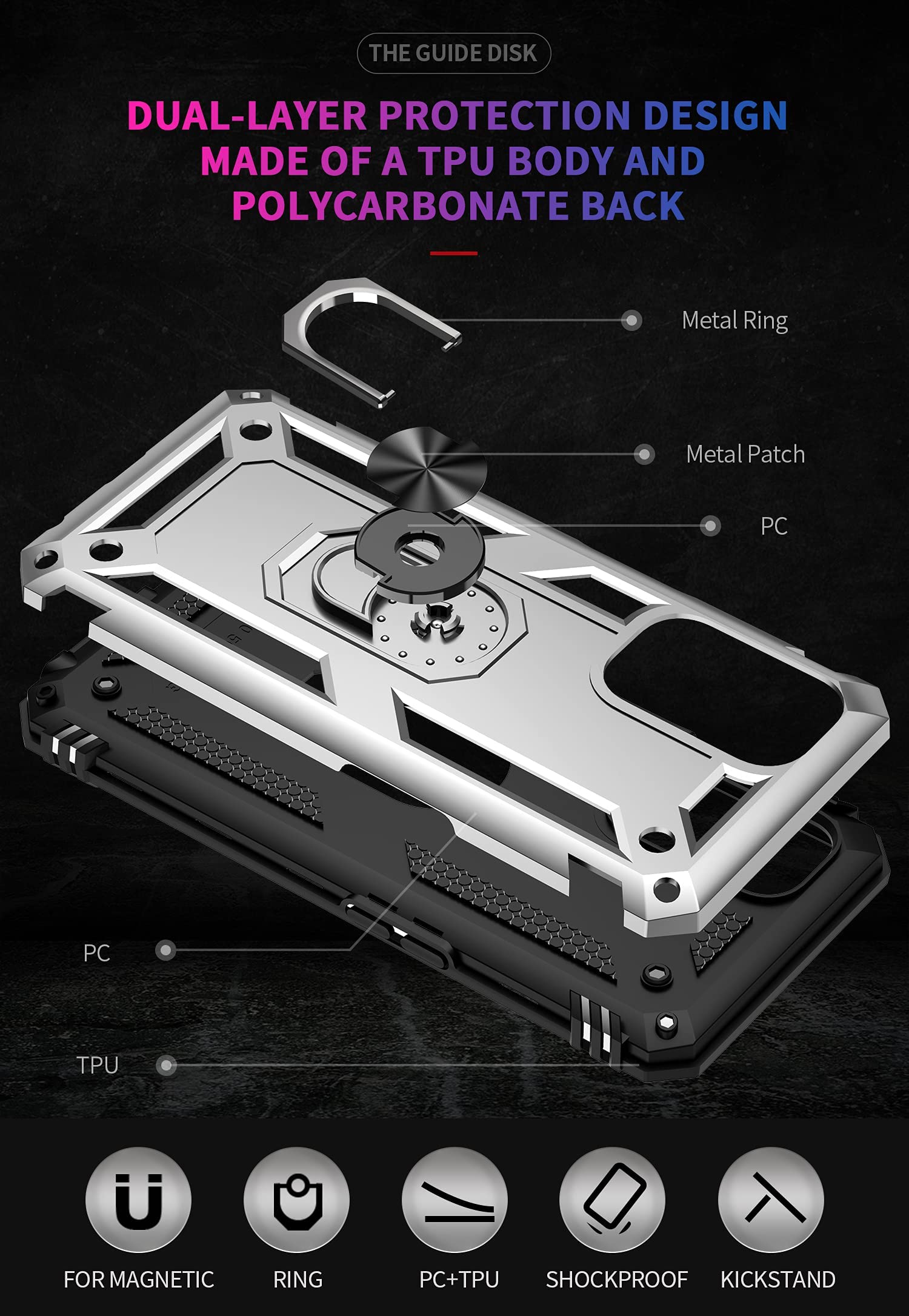 Military Grade Drop Impact for Oneplus Nord N200 5G Case Oneplus Nord N200 Case 360 Metal Rotating Ring Kickstand Holder Armor Heavy Duty Shockproof Case for Oneplus Nord N200 5G Phone Case (Silver)