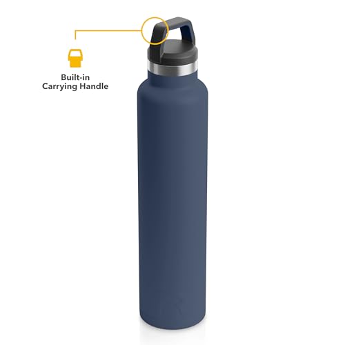 RTIC 26 oz Vacuum Insulated Water Bottle, Stainless Steel Metal, Double Wall, BPA Free, for Hot and Cold Drinks, Navy