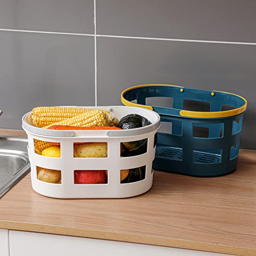 Anyoifax Portable Shower Caddy Tote Plastic Basket with Handle Cleaning Supplies Caddy Storage Organizer Bin for Bathroom, Pantry, Kitchen, College Dorm, Camp, White