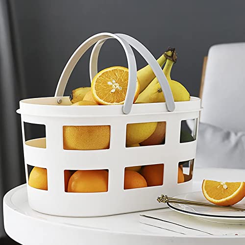 Anyoifax Portable Shower Caddy Tote Plastic Basket with Handle Cleaning Supplies Caddy Storage Organizer Bin for Bathroom, Pantry, Kitchen, College Dorm, Camp, White