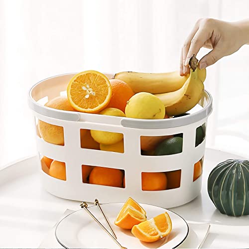 Anyoifax Portable Shower Caddy Tote Plastic Basket with Handle Cleaning Supplies Caddy Storage Organizer Bin for Bathroom, Pantry, Kitchen, College Dorm, Camp, White
