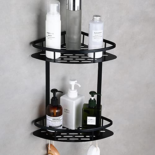 ZSFBIAO Bathroom Basket Storage Shower Rack Trangle Shelves Combination Aluminum Wall Mounted Shelf Holder Wall-Free Punching with Hook Wall Floating Shelves (Color : A)