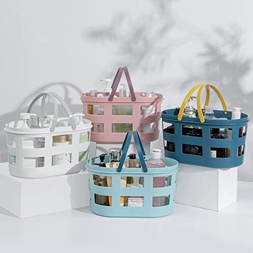 Anyoifax Portable Shower Caddy Tote Plastic Basket with Handle Cleaning Supplies Caddy Storage Organizer Bin for Bathroom, Pantry, Kitchen, College Dorm, Camp, White