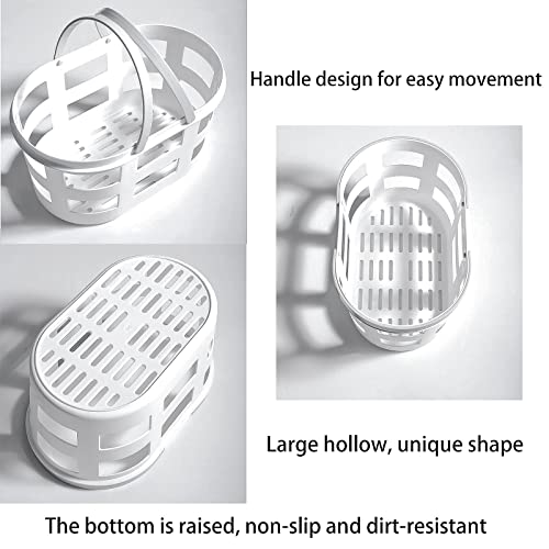 Anyoifax Portable Shower Caddy Tote Plastic Basket with Handle Cleaning Supplies Caddy Storage Organizer Bin for Bathroom, Pantry, Kitchen, College Dorm, Camp, White