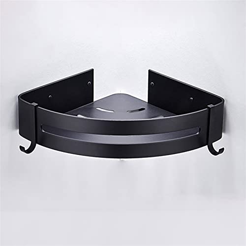 ZSFBIAO Bathroom Shelf Organizer Shower Storage Rack Black Corner Shelves Wall Mounted Aluminum Toilet Shampoo Holder No Drill Wall Floating Shelves (Color : A)