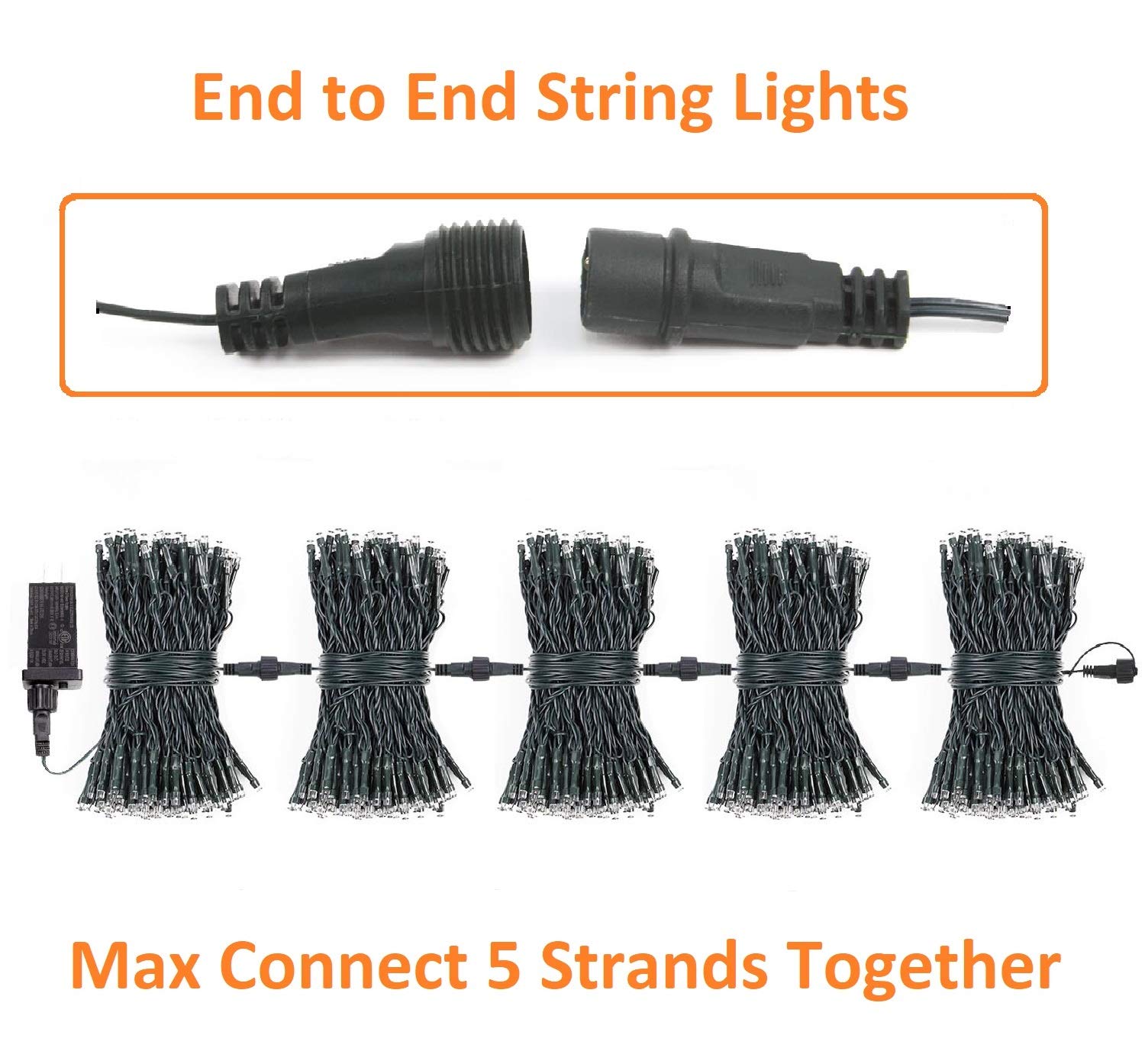OZS Connectable Outdoor String Lights Waterproof, 2Pack 164ft 400 LED Christmas Tree Lights, 8 Modes Green Wire String Lights for Holiday Party Christmas Decorations, Warm White