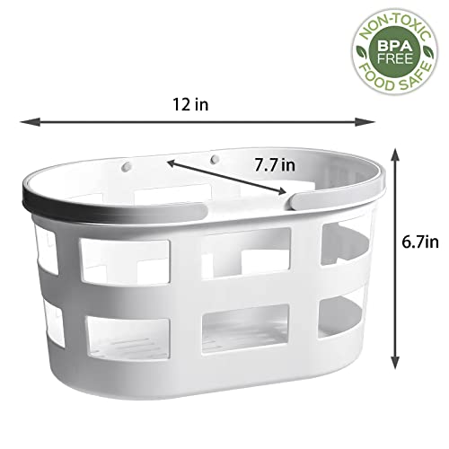 Anyoifax Portable Shower Caddy Tote Plastic Basket with Handle Cleaning Supplies Caddy Storage Organizer Bin for Bathroom, Pantry, Kitchen, College Dorm, Camp, White