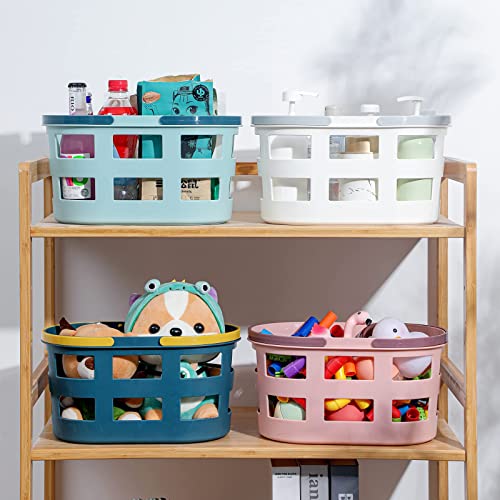Anyoifax Portable Shower Caddy Tote Plastic Basket with Handle Cleaning Supplies Caddy Storage Organizer Bin for Bathroom, Pantry, Kitchen, College Dorm, Camp, White
