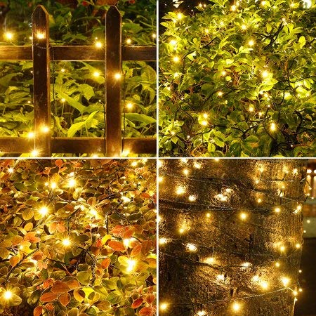 OZS Connectable Outdoor String Lights Waterproof, 2Pack 164ft 400 LED Christmas Tree Lights, 8 Modes Green Wire String Lights for Holiday Party Christmas Decorations, Warm White