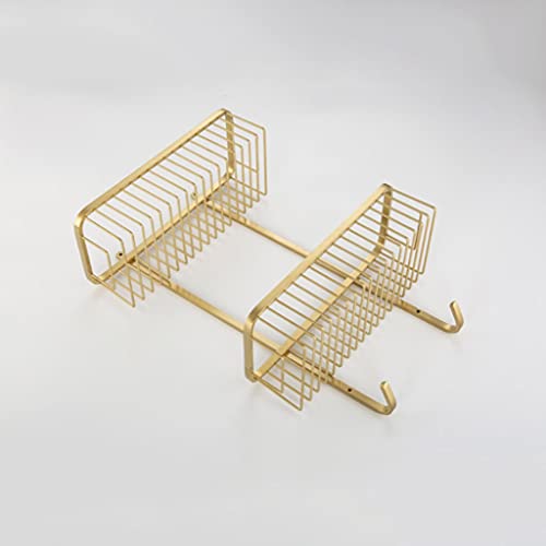 IRDFWH Bathroom Double Shelf Storage Rack Stainless Steel Brushed Gold Bathroom Shower Gel Shampoo Rack