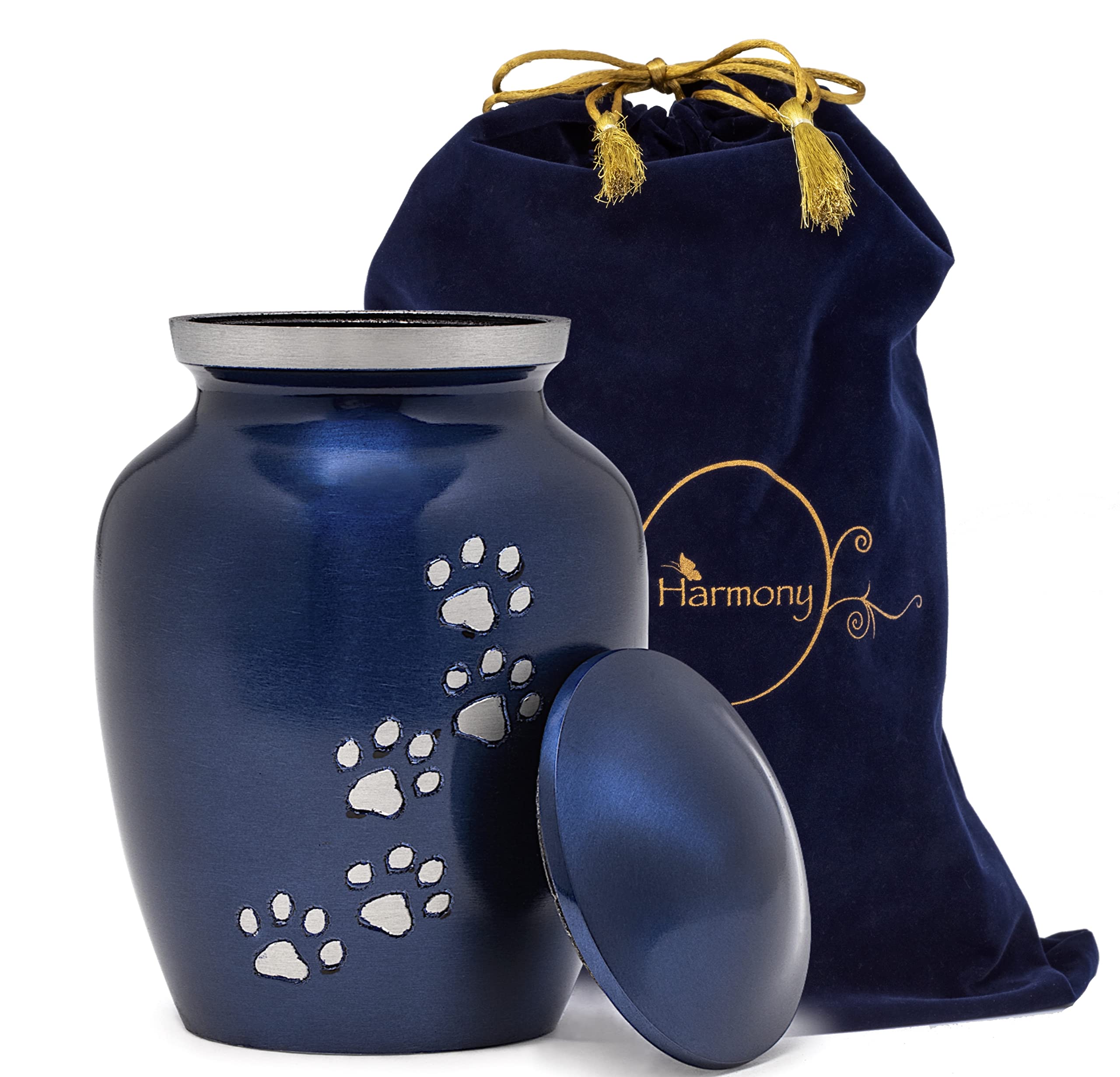 Eternal Harmony Pet Urns for Dogs with Secure Seal, Velvet Bag & Anti-Slip Felt Bottom, Animal Urn for Dog Ashes, Cat Ashes & Any Pet Up to 40 lbs (Blue, Medium)