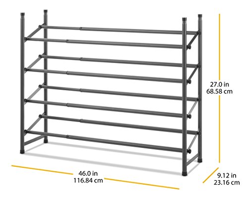 Whitmor 6905-8388 4-Tier Shoe Rack Gunmetal Gray