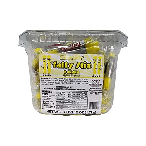 Sumthin' Sweet Taffy Stix Candy, Yellow, Banana Flavor,192 Pieces Tub - 3 lb 12 Ounces