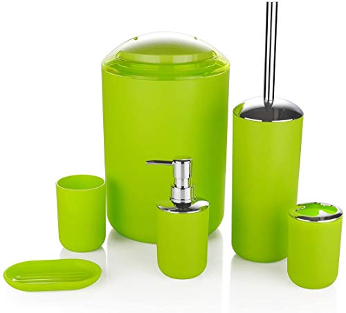 GangZhENgSd Bathroom Accessories Set 6 Piece Bathroom Accessories Set Includes Soap Dispenser, Toothbrush Holder, Toothbrush Cup, Soap Dish for Decorative Countertop and Housewarming Gift, Green
