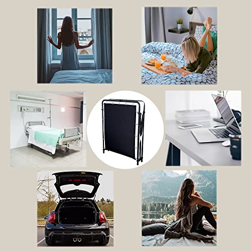 LEISUIT Rollaway Guest Bed Cot Fold Out Bed - Portable Folding Bed Frame with Thick Memory Foam Mattress for Spare Bedroom & Office White+Hanging Storage Bag(L)