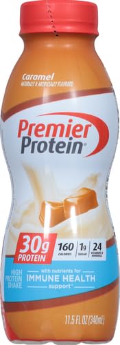 Premier Protein Shake, Caramel, 30g Protein, 1g Sugar, 24 Vitamins & Minerals, Nutrients to Support Immune Health, 11.5 fl oz