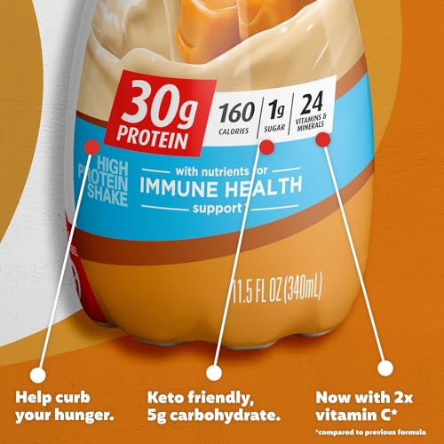 Premier Protein Shake, Caramel, 30g Protein, 1g Sugar, 24 Vitamins & Minerals, Nutrients to Support Immune Health, 11.5 fl oz