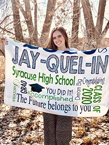 Personalized Custom Graduation Throw Blanket for Adults and Teens. Soft and Vibrant Colors. (GradBlanket)
