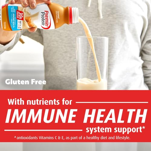 Premier Protein Shake, Caramel, 30g Protein, 1g Sugar, 24 Vitamins & Minerals, Nutrients to Support Immune Health, 11.5 fl oz