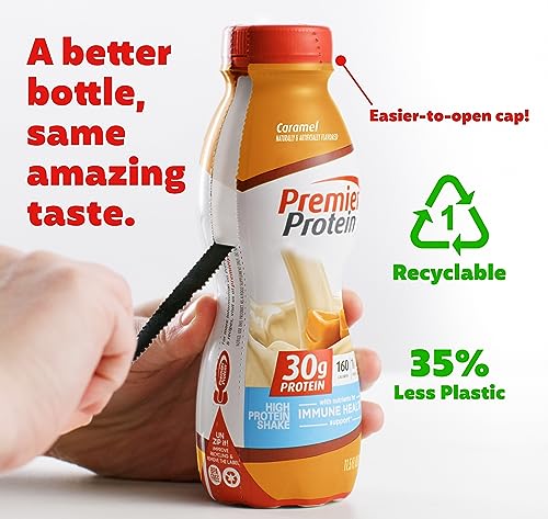 Premier Protein Shake, Caramel, 30g Protein, 1g Sugar, 24 Vitamins & Minerals, Nutrients to Support Immune Health, 11.5 fl oz