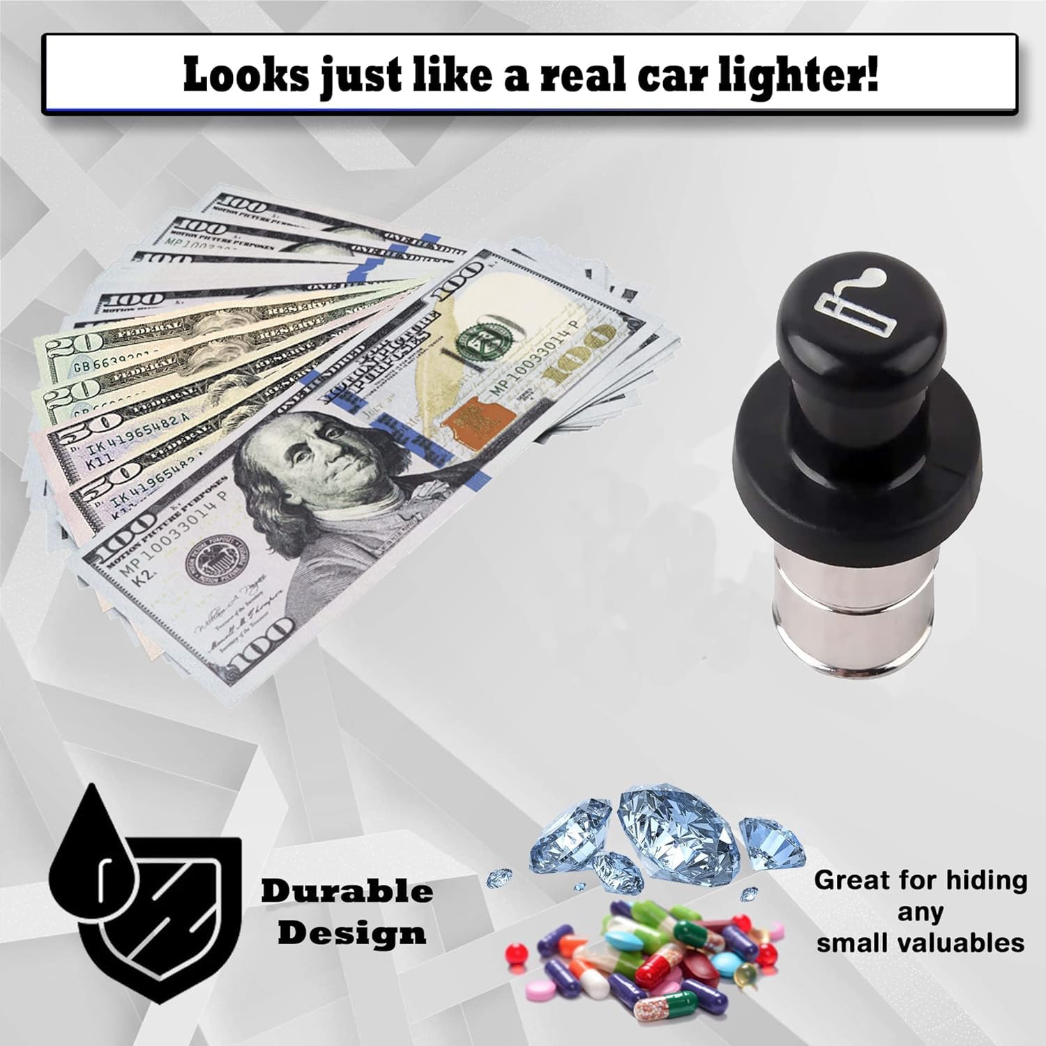Fake Car Lighter Safe (2 Pack) Car Diversion Safe for Cash Jewelry | Car Hidden Compartment Secret Storage Secret Containers Car Lighter Hidden Compartment Hiding Safes Money
