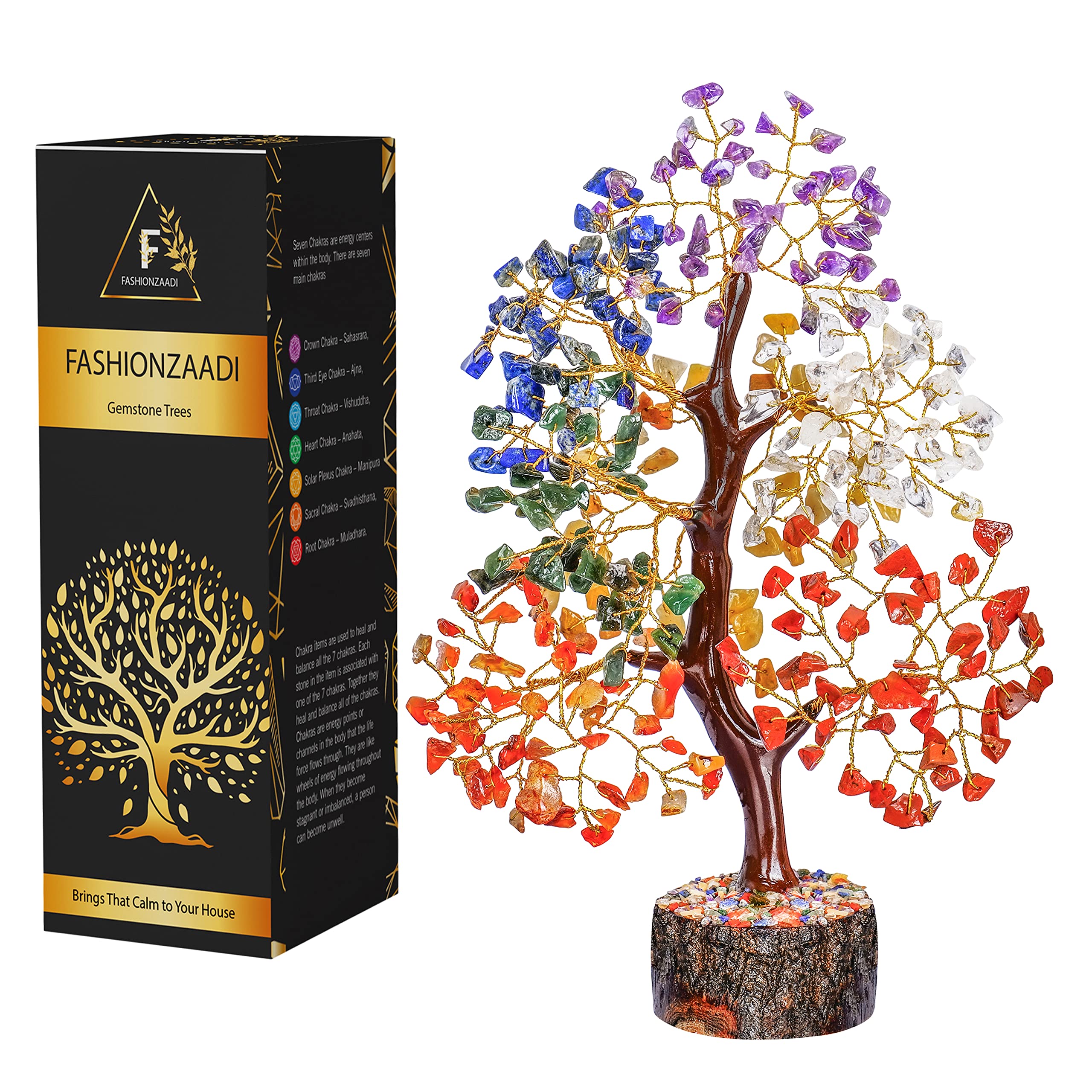 7 Chakra Tree Of Life, Gemstone Tree, Bonsai Tree Sculpture, Spiritual Trees - 7 Chakra Stones, Crystal Room Decor, Seven Chakra Tree, Tree Of Life Decor, Feng Shui Tree, Good Luck Gifts, Crystal Tree