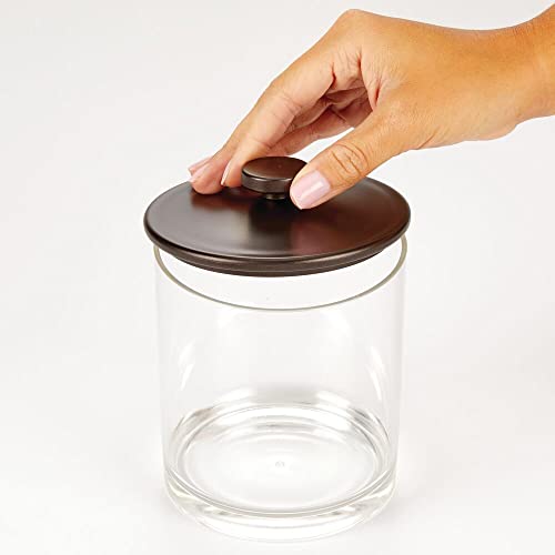 mDesign Small Modern Apothecary Storage Organizer Canister Jars - Acrylic Containers for Bathroom, Organization Holder for Vanity, Counter, Makeup Table, Lumiere Collection, 2 Pack, Clear/Bronze
