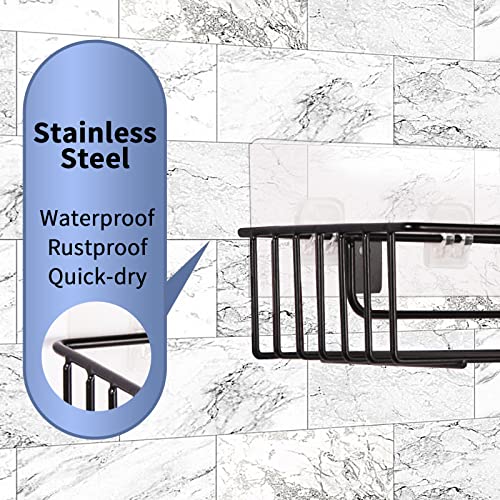 WOSOMOK Shower Caddy Rustproof Bathroom Organizer Shelf in Adhesive or Screws 2-Pack Stainless Steel No Drilling Shower Basket for Inside Shower & Kitchen Storage