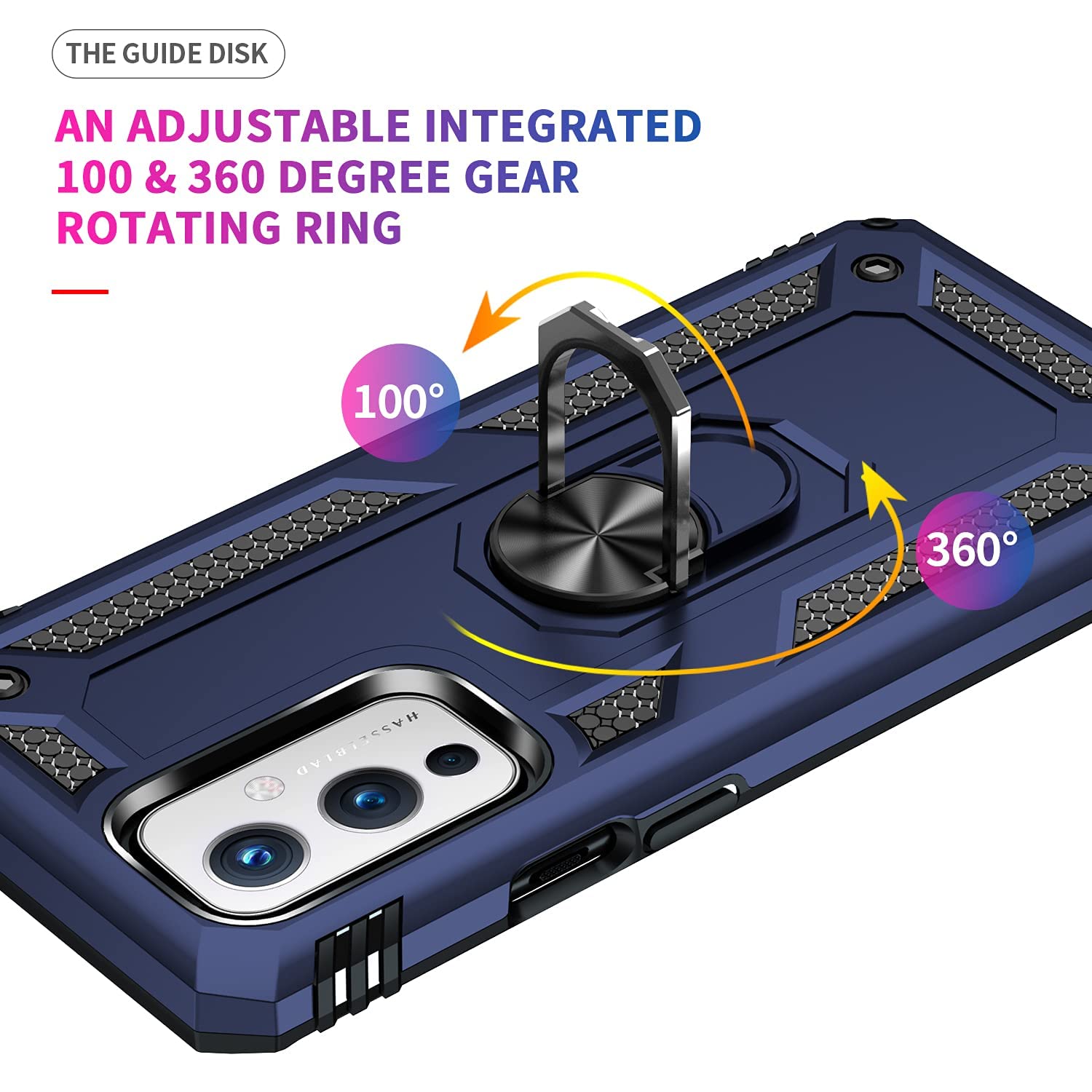 Dionsibei Military Grade Drop Impact for Oneplus 9 Case Oneplus 9 5G Case 360 Metal Rotating Ring Kickstand Holder Armor Heavy Duty Shockproof Case for Oneplus 9 Phone Case (Blue)