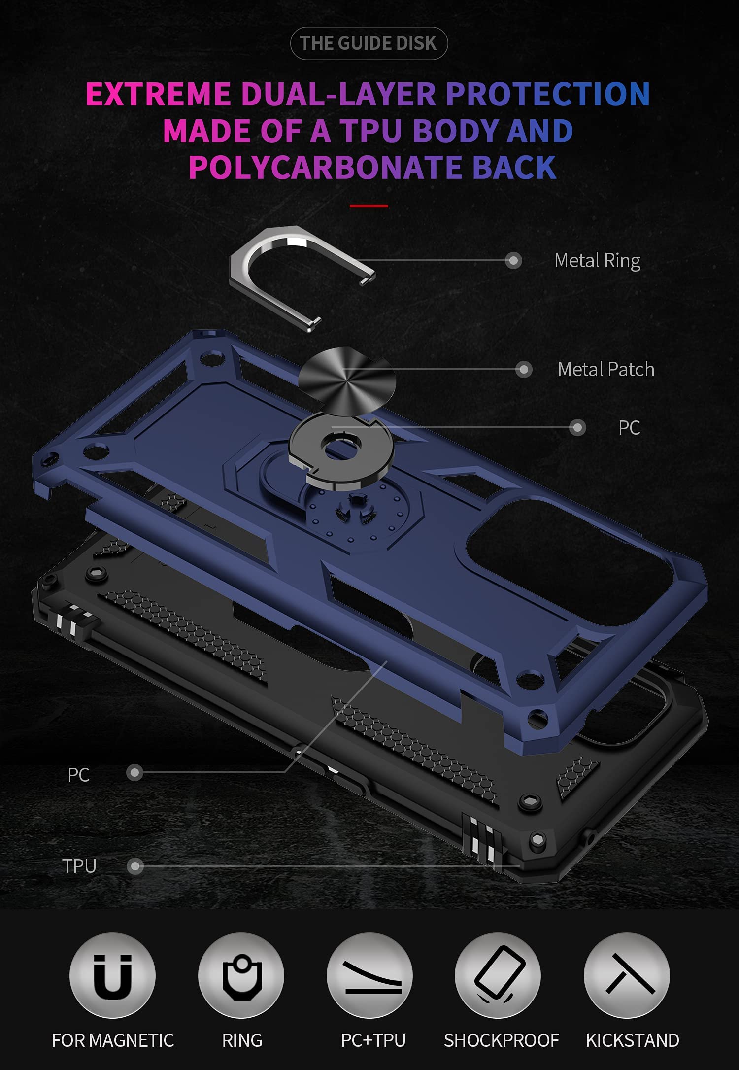 Dionsibei Military Grade Drop Impact for Oneplus 9 Case Oneplus 9 5G Case 360 Metal Rotating Ring Kickstand Holder Armor Heavy Duty Shockproof Case for Oneplus 9 Phone Case (Blue)