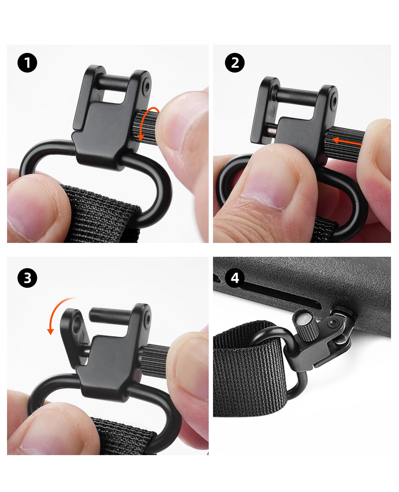 EZshoot Two Point Sling with Swivels, Comfortable Neoprene Padded, Length Adjustable Rifle Sling for Outdoors Black