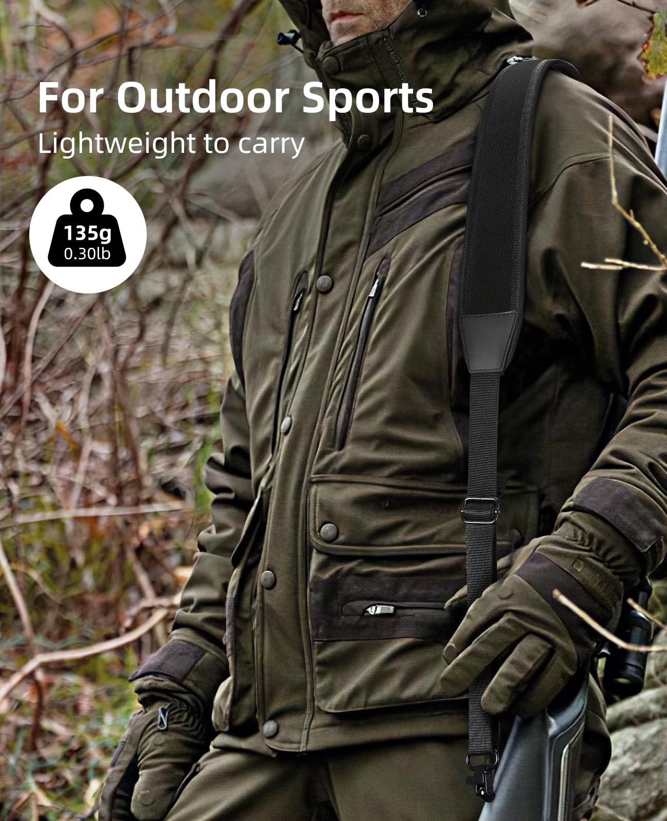 EZshoot Two Point Sling with Swivels, Comfortable Neoprene Padded, Length Adjustable Rifle Sling for Outdoors Black