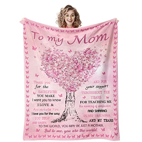 Quilazy Mothers Day Mom Gifts Blanket, Gifts for Mom from Daughter, Birthday Gifts for Mom, Mom Birthday Gifts, Great Mother Gifts, Best Mom Ever Gifts, Gift for Mom Mommy Throw Blanket 60" x 50"