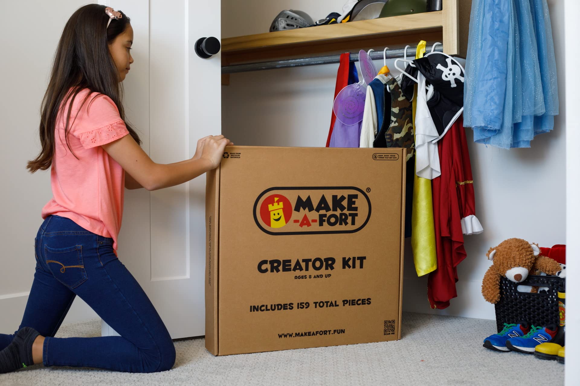 Make-A-Fort Creator Kit - Build Complex and Challenging Forts for Kids - Creative Fun for Ages 8 and Up - Build a Robot, a Rocket, a Shark, Fighter Jets, and More - Durable, Reusable, and Made in USA