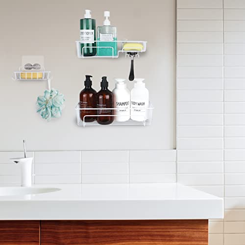 Liangding Shower Caddy 3-Pack Shower Shelf Organizer Stainless Steel Adhesive Kitchen Storage Shelves Rack with Soap Dish Razor Wall Mounted Bathroom Shower Storage Shelves for Inside Shower