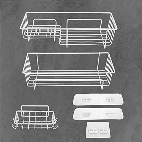 Liangding Shower Caddy 3-Pack Shower Shelf Organizer Stainless Steel Adhesive Kitchen Storage Shelves Rack with Soap Dish Razor Wall Mounted Bathroom Shower Storage Shelves for Inside Shower