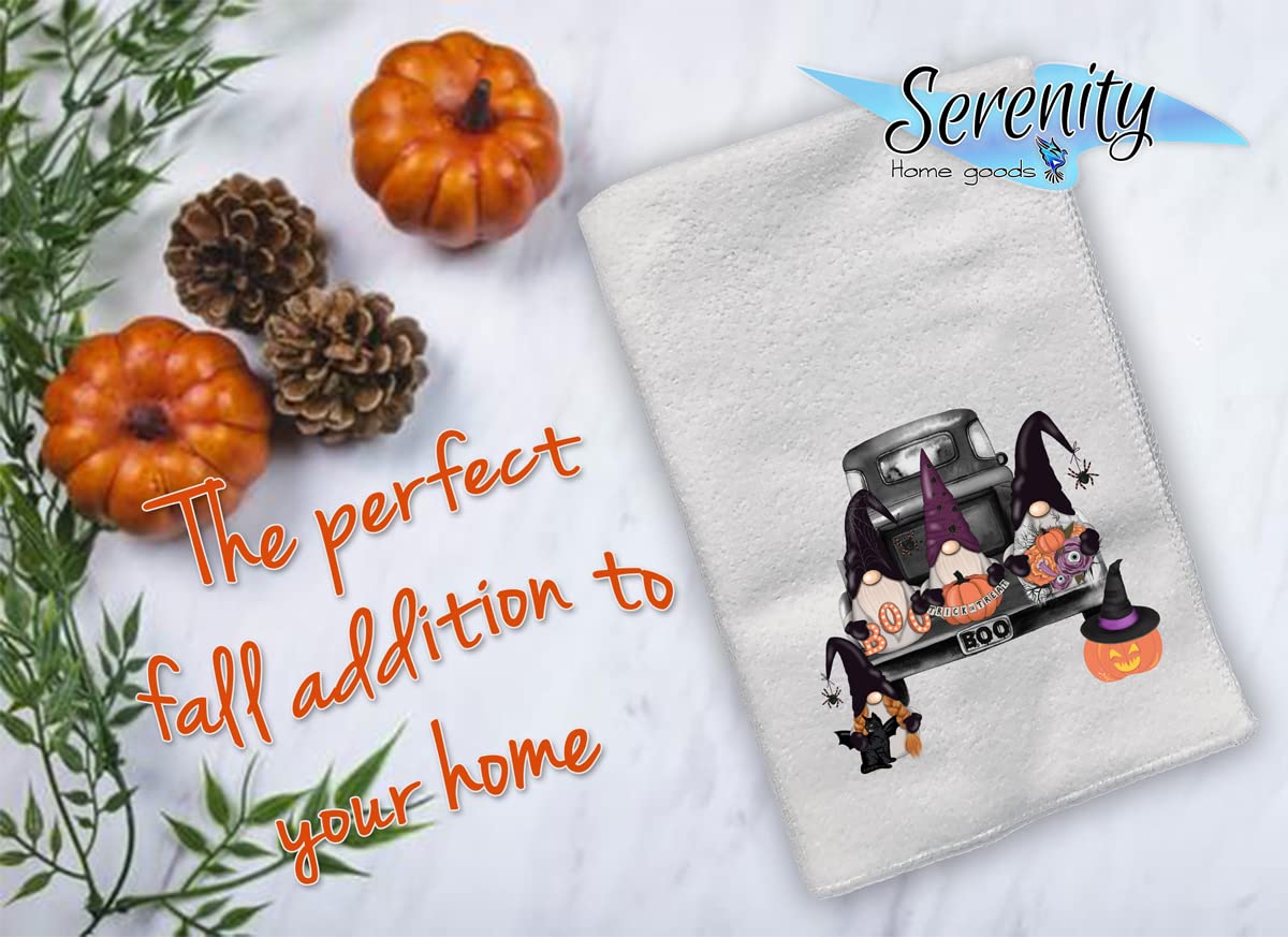 Halloween Decoration | Fall Kitchen Towels | Hand Towels For Bathroom | Pumpkin Decor | Gnome Witch Bat Black Cat Orange | Harvest Thanksgiving Halloween Decorations For Home