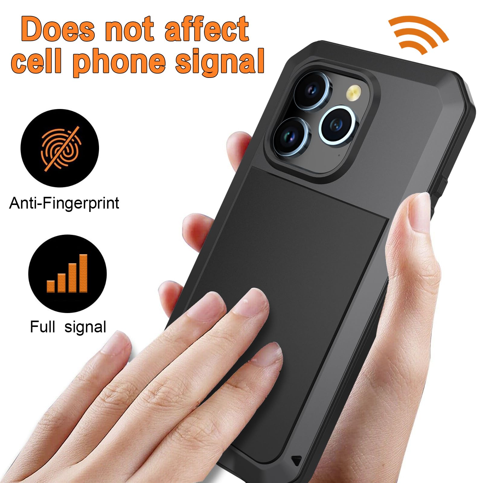 Marrkey for iPhone 13 Pro Max Case,360 Full Body Protective Cover Heavy Duty Shockproof Tough Armour Aluminum Metal Case with Silicone Built-in Screen Protector for iPhone 13 Pro Max 6.7" - Black