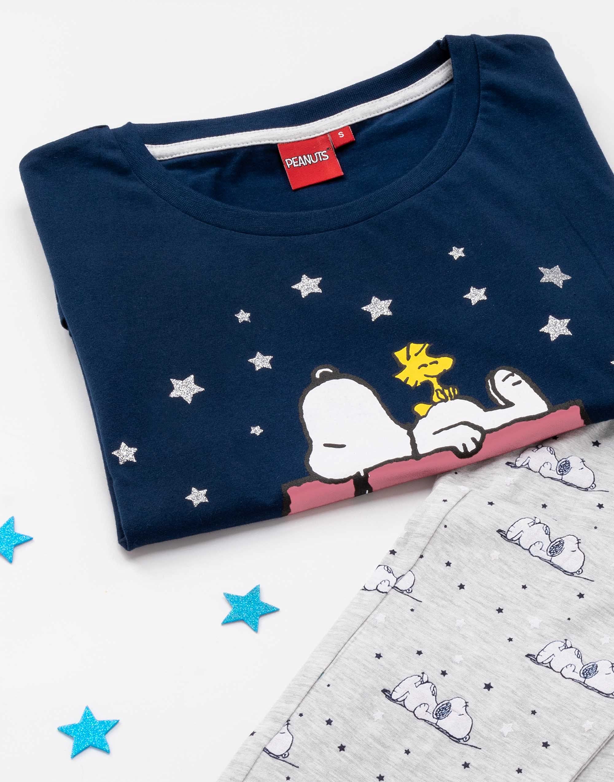 Snoopy Pajamas Ladies Womens Top Long Or Short Bottoms Options Navy Pjs Medium