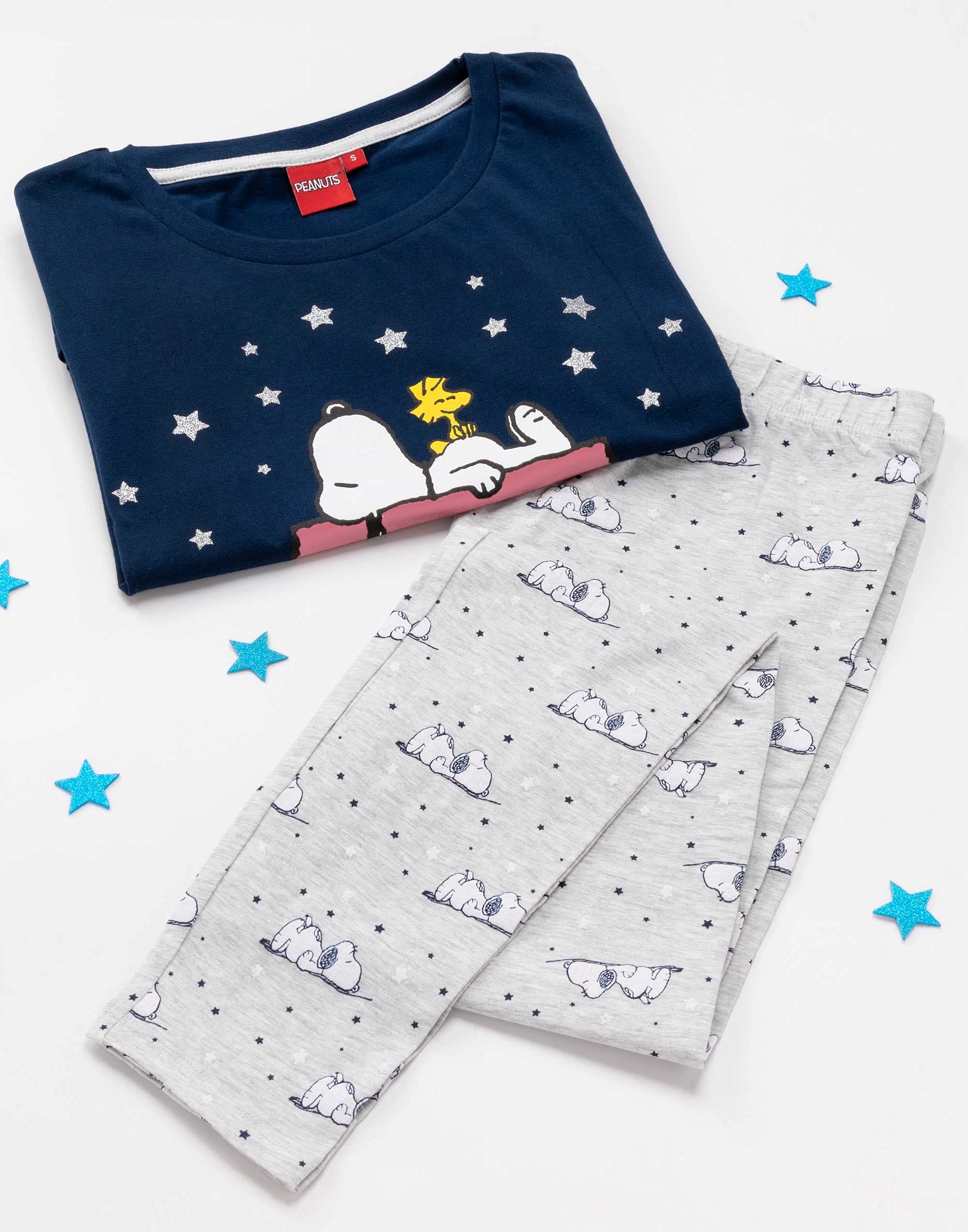 Snoopy Pajamas Ladies Womens Top Long Or Short Bottoms Options Navy Pjs Medium