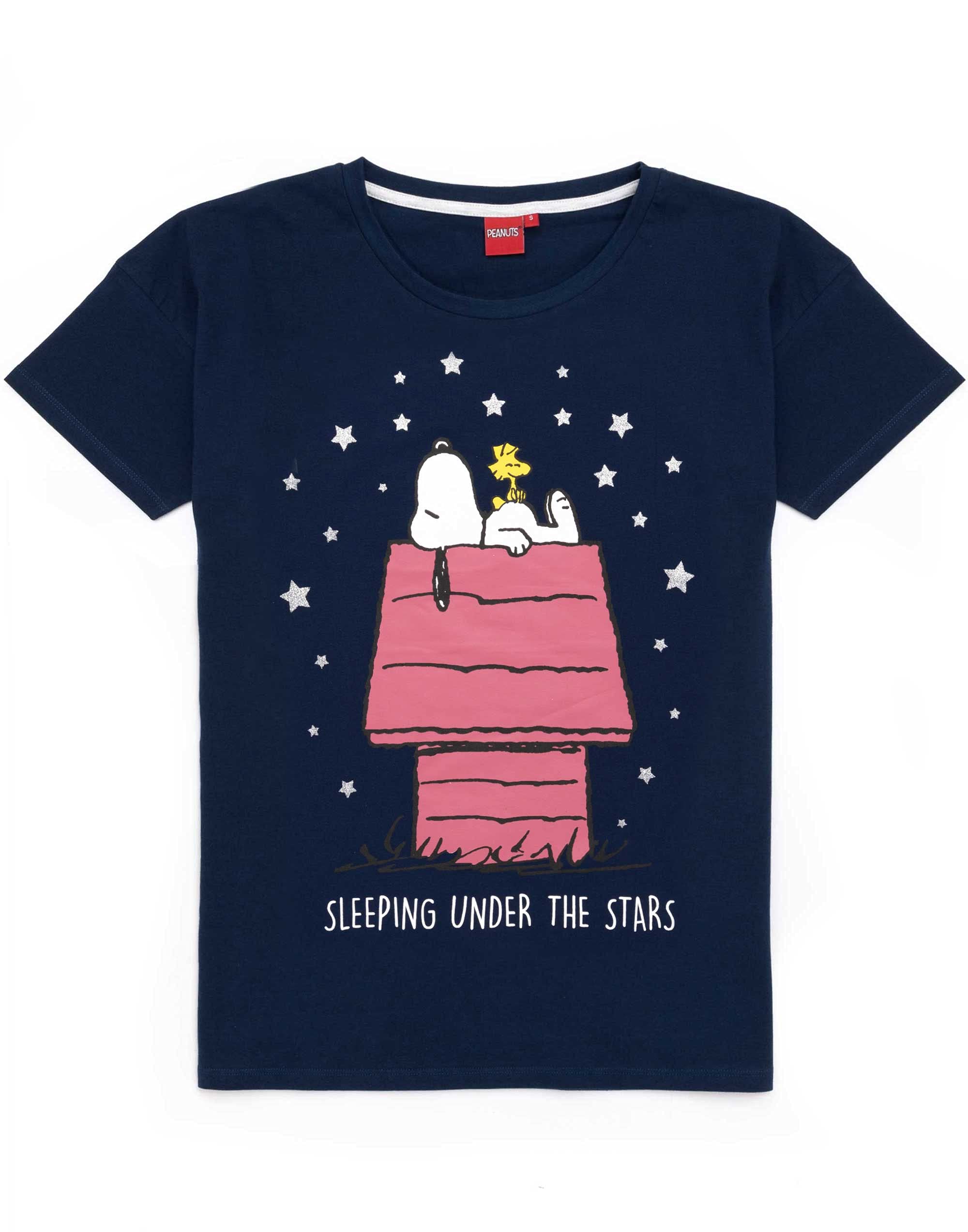 Snoopy Pajamas Ladies Womens Top Long Or Short Bottoms Options Navy Pjs Medium