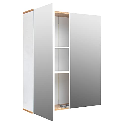 Veryke Bathroom Wall Storage Cabinet Over Toilet, Medicine Cabinet with Double Mirror Door for Bathroom,Living Room