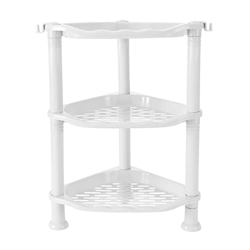 3 Tier Corner Shower Caddy, Rustproof, Plastic Shower Organizer for Bathroom, Bathtub, Shower pan, Bath Accessories Shower Caddies, 13.5 x 10 x 18 Inches, White (White 3 Tier Triangle)