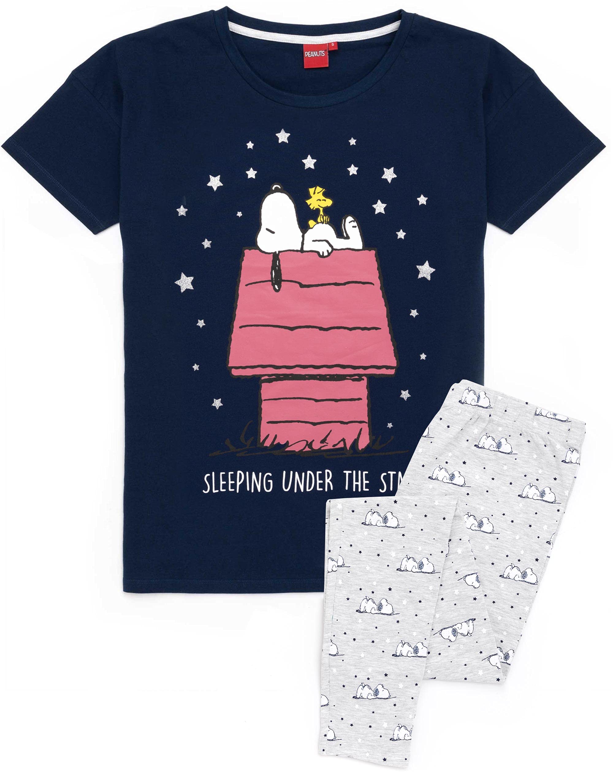 Snoopy Pajamas Ladies Womens Top Long Or Short Bottoms Options Navy Pjs Medium