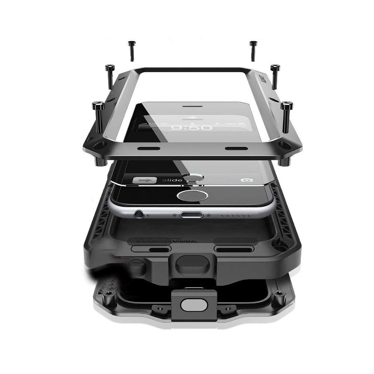 Marrkey for iPhone 13 Pro Max Case,360 Full Body Protective Cover Heavy Duty Shockproof Tough Armour Aluminum Metal Case with Silicone Built-in Screen Protector for iPhone 13 Pro Max 6.7" - Black